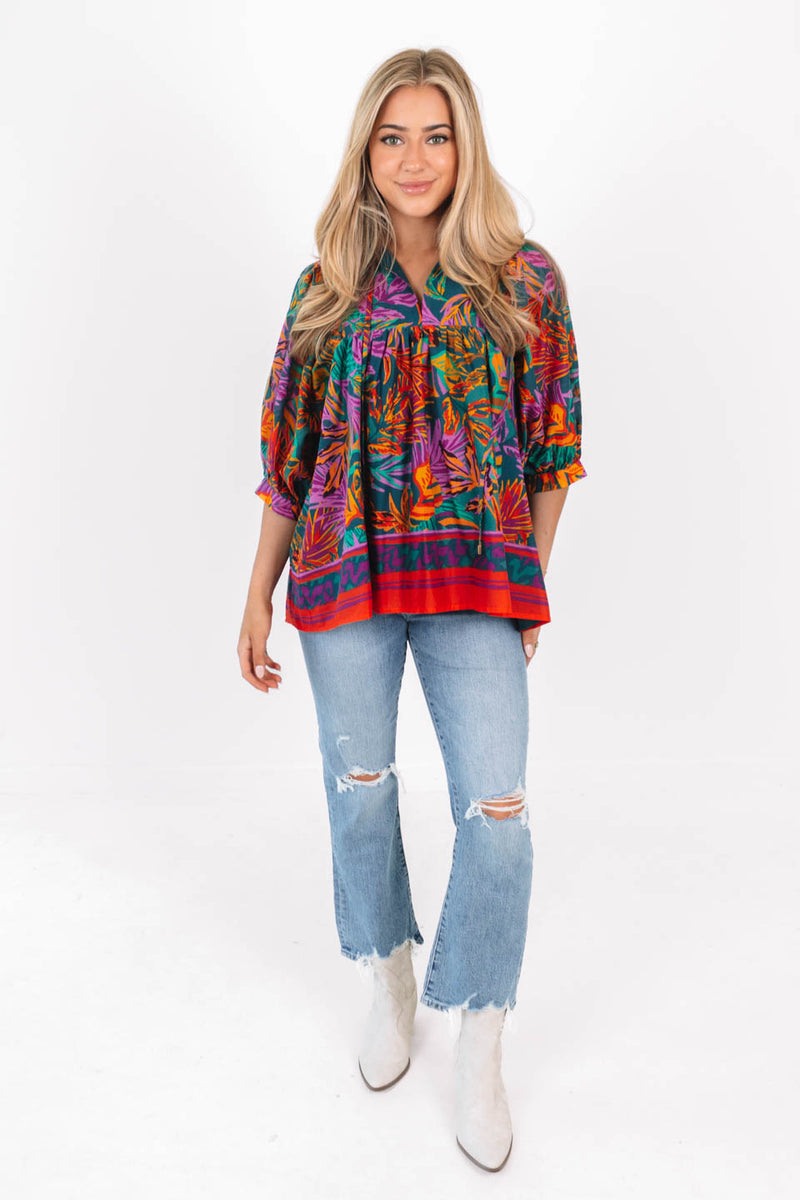 The Asher Puff Sleeve Tunic - Multi – The Impeccable Pig